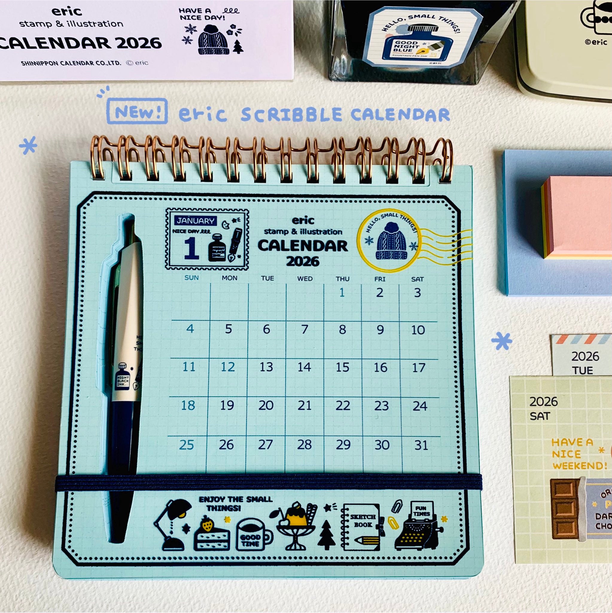 Shinnippon x Eric Hello Small Things! 2026 Calendar - Scribble Calenda – Shokakko