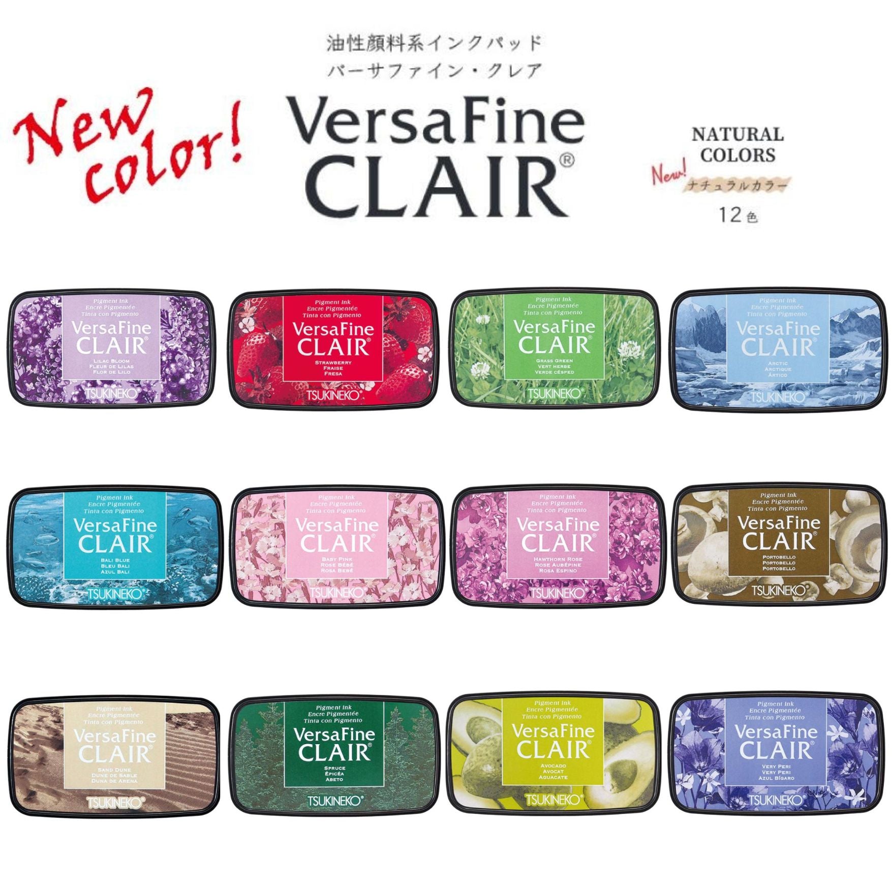 [2024 New Colours] Tsukineko VersaFine Clair Ink Pads - 12 Natural Col ...