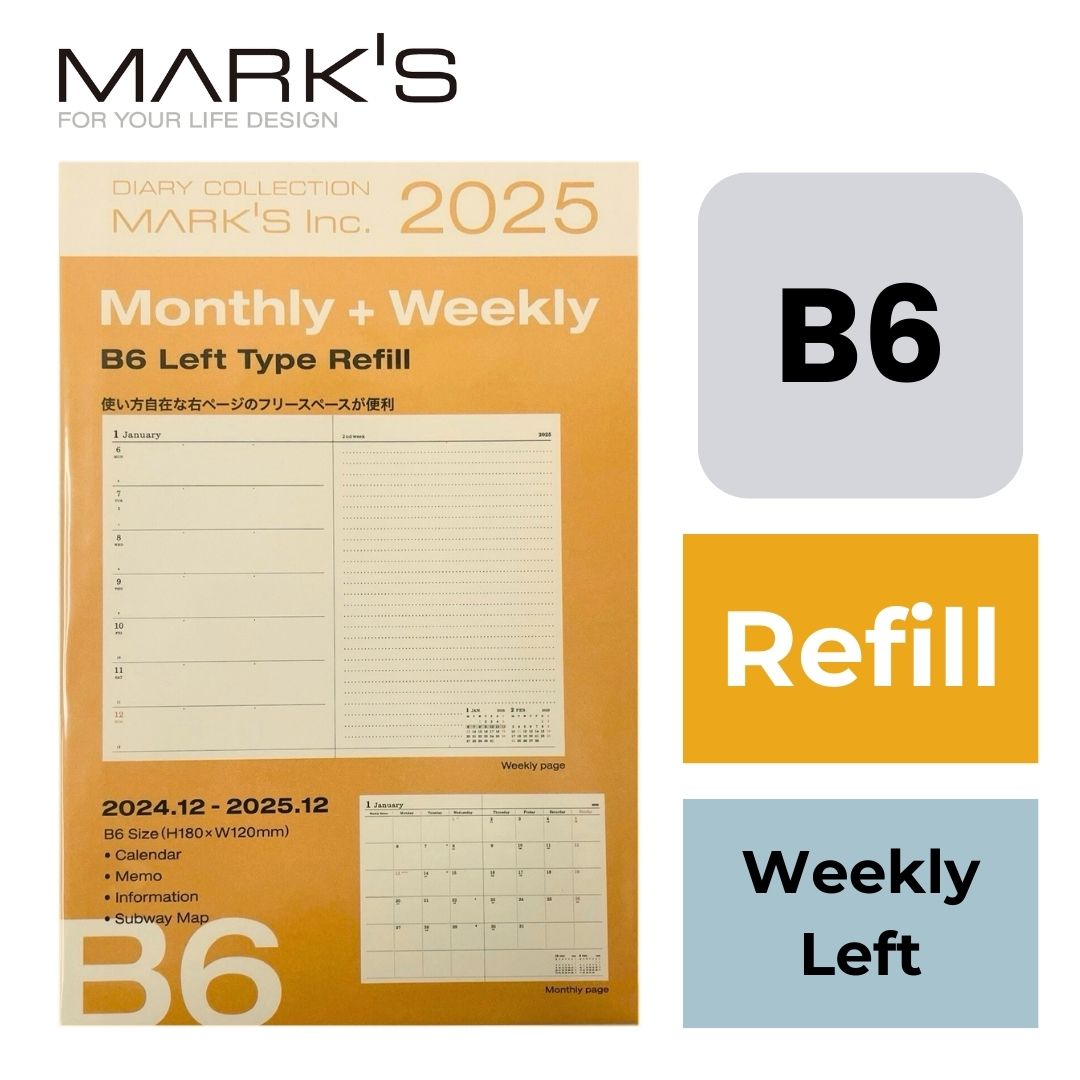 Mark's 2025 B6 Weekly Left Planner Refill – Shokakko