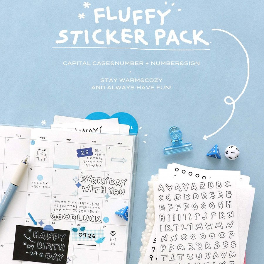 Iconic Fluffy Alphabet & Number Sticker Pack – Shokakko