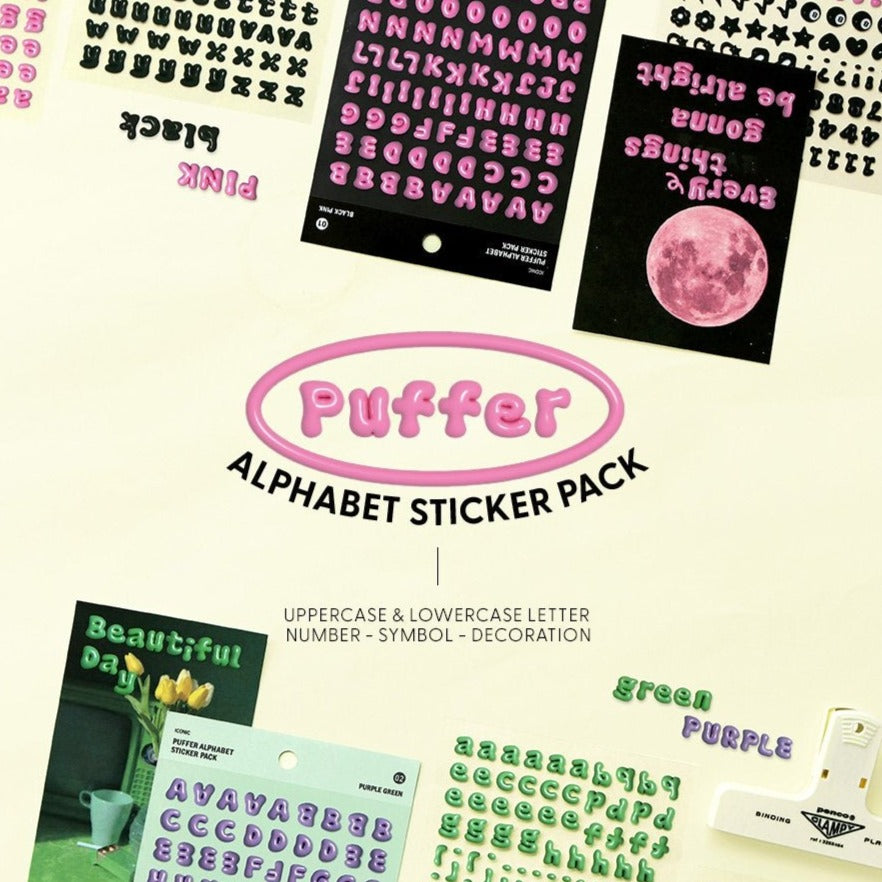 Iconic Puffer Alphabet & Number Sticker Pack – Shokakko